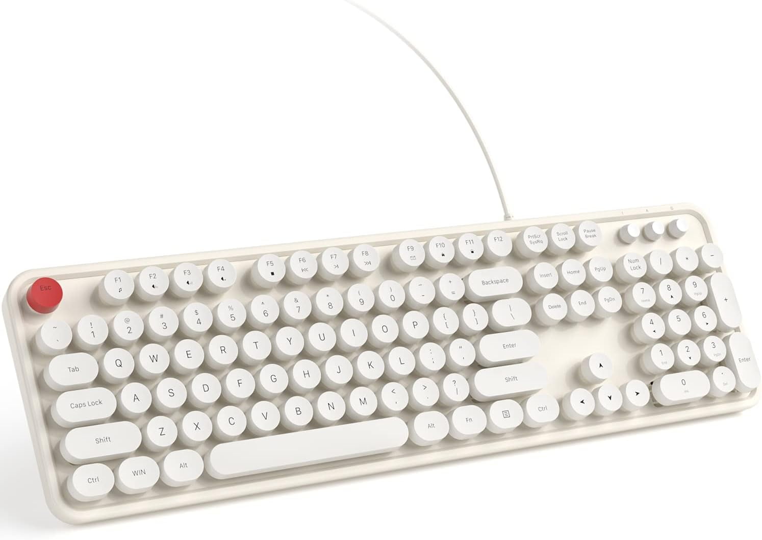 Wired Computer Keyboard - Milky White Full-Sized Round Keycap ...