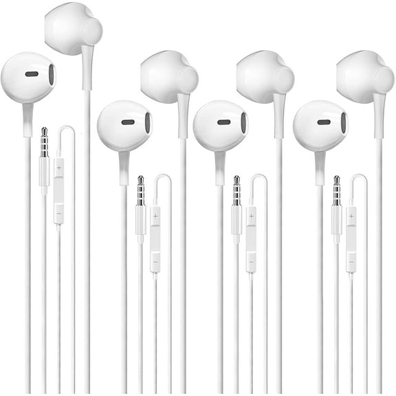 PYYAN-Wired Earbuds Pack of 4, in-Ear Wired Earphones with Microphone ...