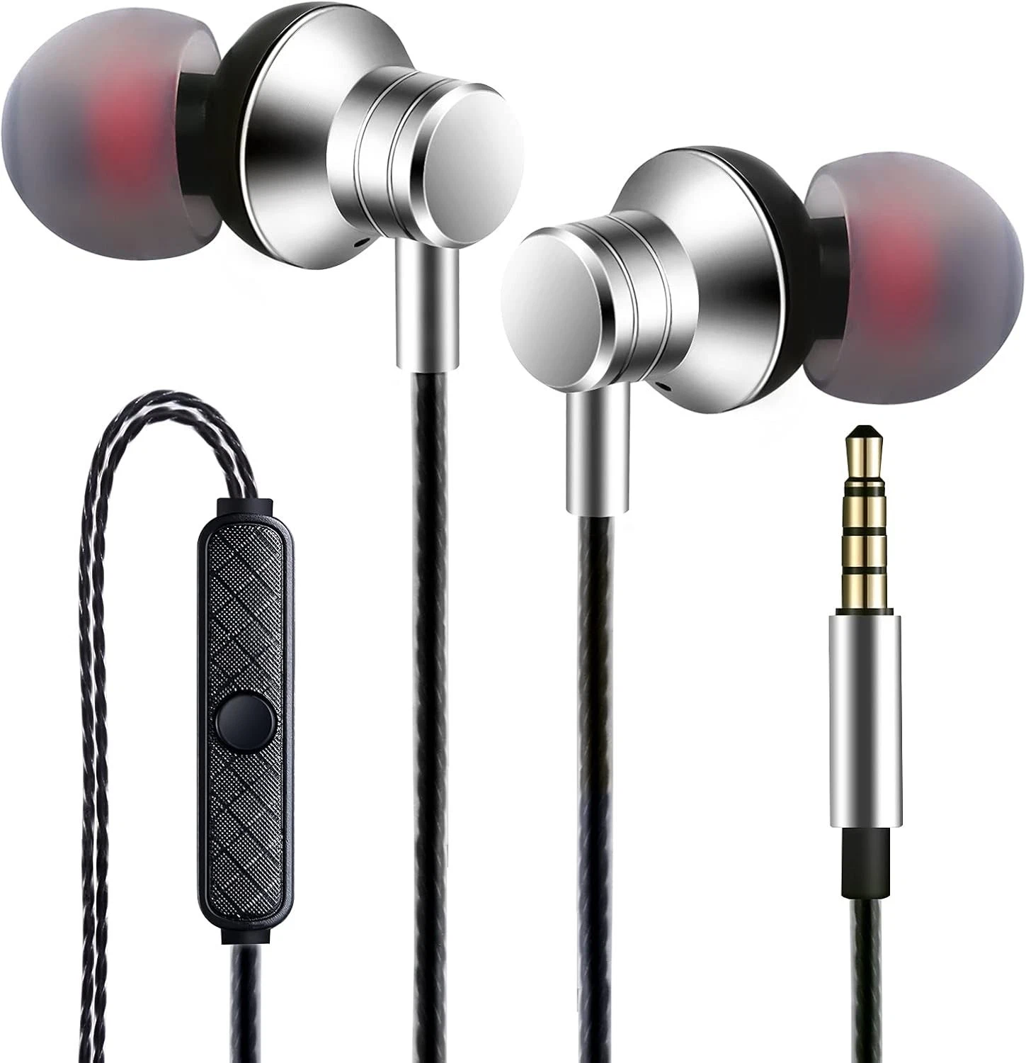 Wired Earbuds Headphones With Microphone Stereo Bass Earphones Noise ...