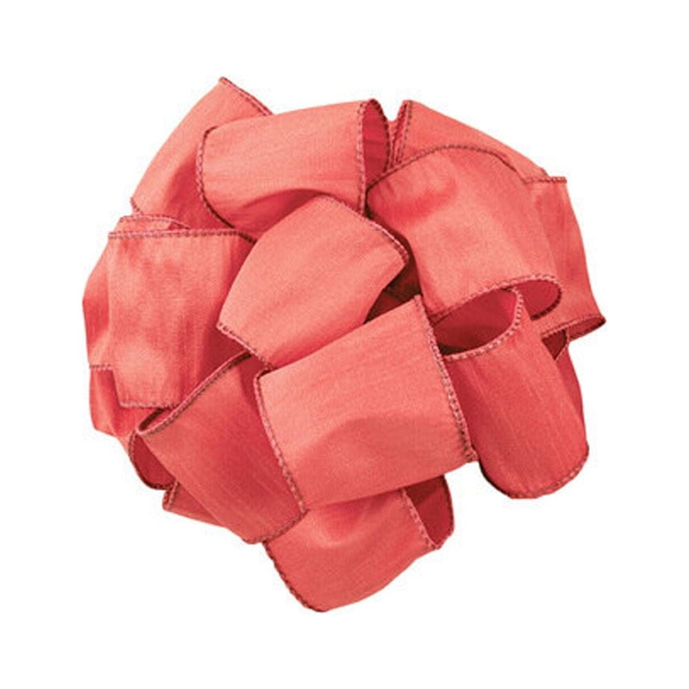 Wired Edged Anisha Dupioni Silky Red Coral Color Ribbon 2 1/2" - 10 ...