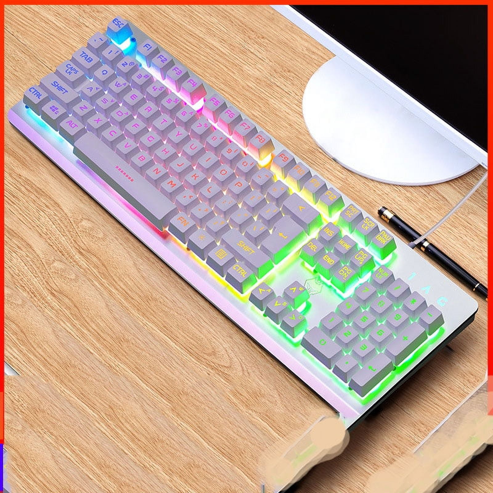 Wired Gaming Keyboard LED Rainbow Backlit Gaming Keyboard RGB Gaming ...