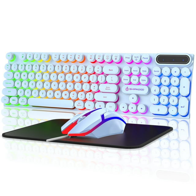 Wired Gaming Keyboard & Mouse Combo, RGB Backlit Keyboard and Mouse and ...