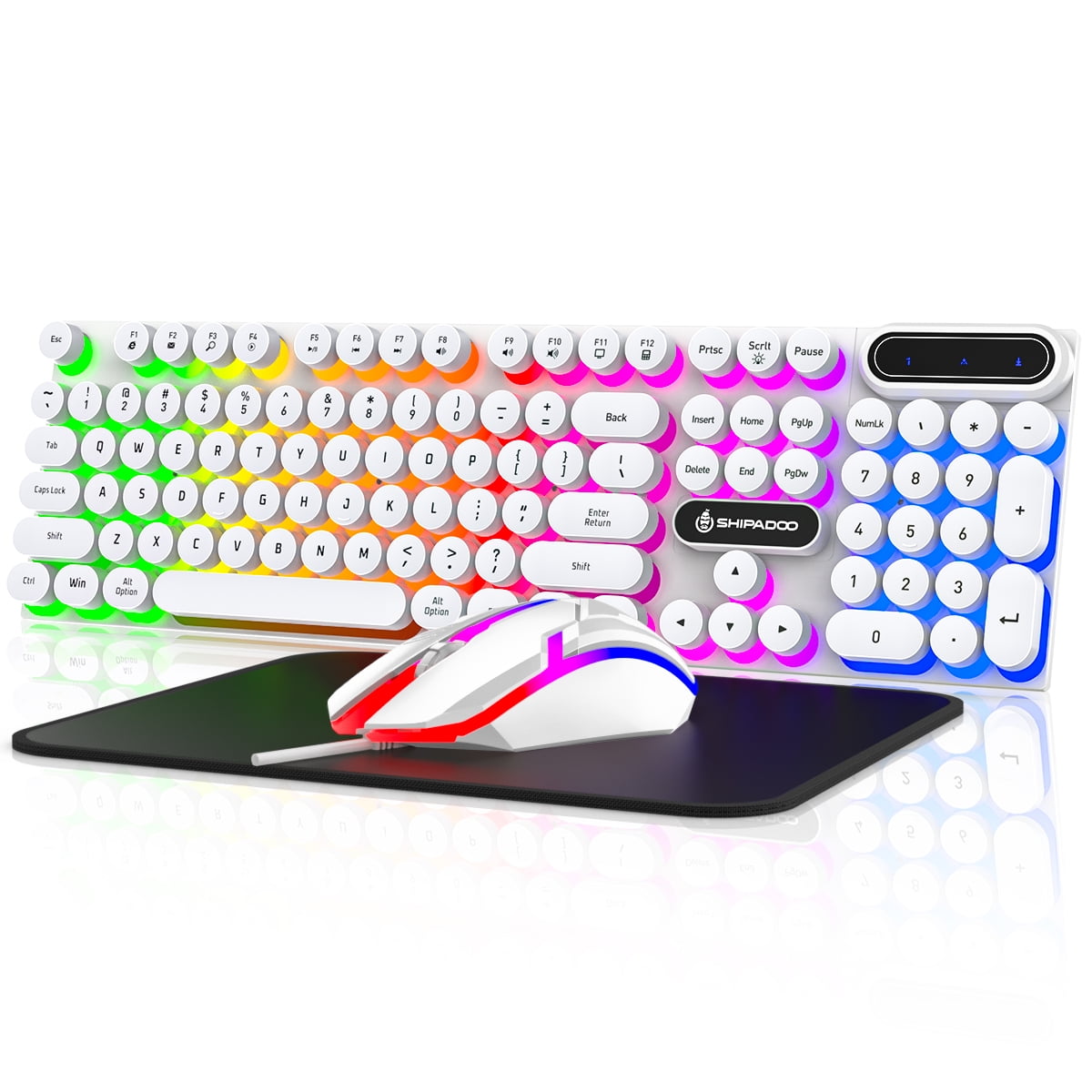 Wired Gaming Keyboard & Mouse Combo, RGB Backlit Keyboard and Mouse and ...
