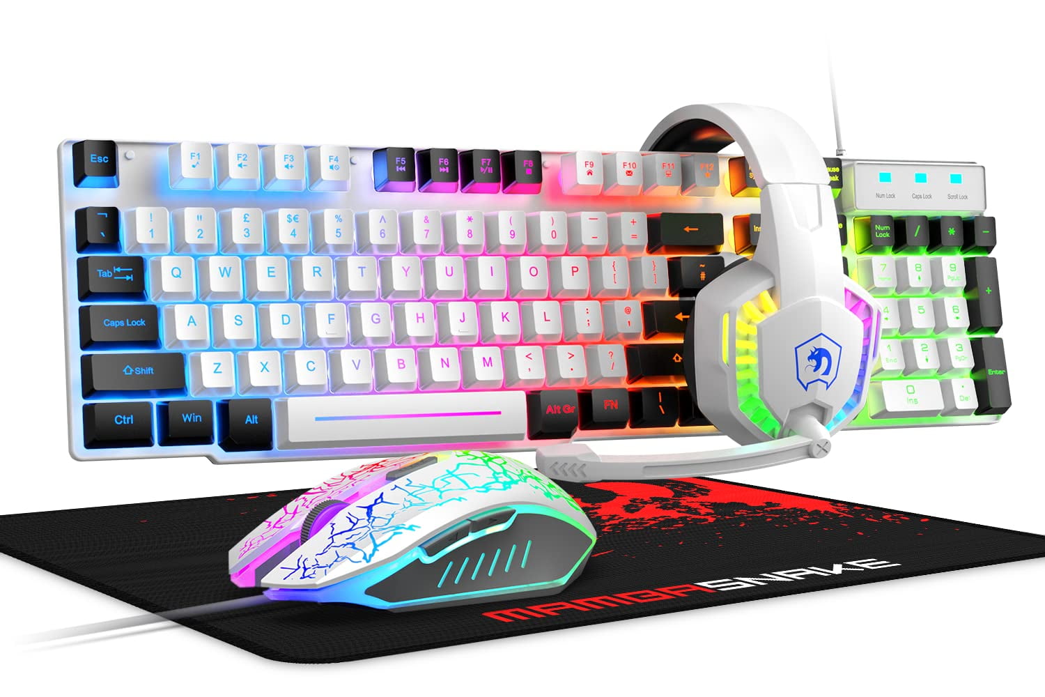 Wired Gaming Keyboard and Mouse and Mouse pad and Gaming Headset ...