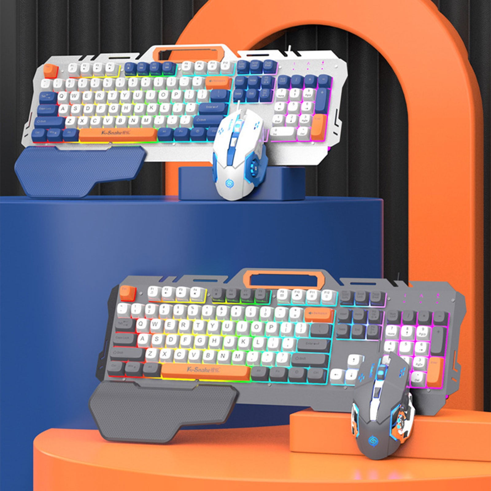 Wired Gaming Keyboard with RGB Light, Metal Panel Fashion Color ...