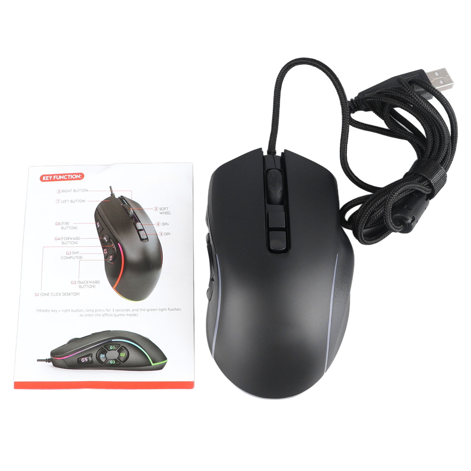 Wired Gaming Mouse 10 Buttons RGB Light Computer Gamer Mouse 6 ...