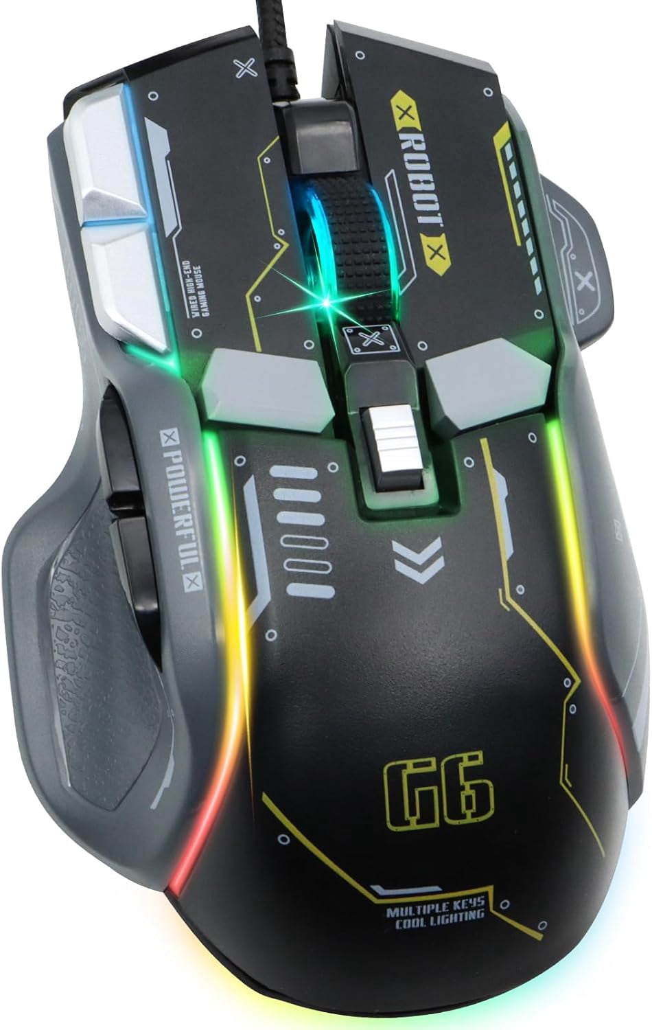 Wired Gaming Mouse, 12800 DPI Optical Gamer Mouse with 10 Programmable ...