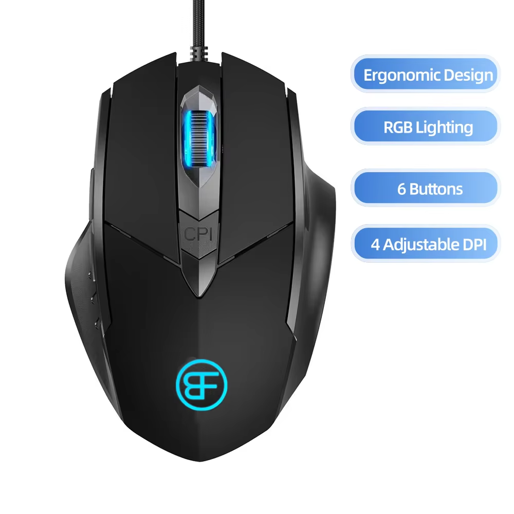 Wired Gaming Mouse Adjustment DPI Optical Effect RGB Mouse 6 ...
