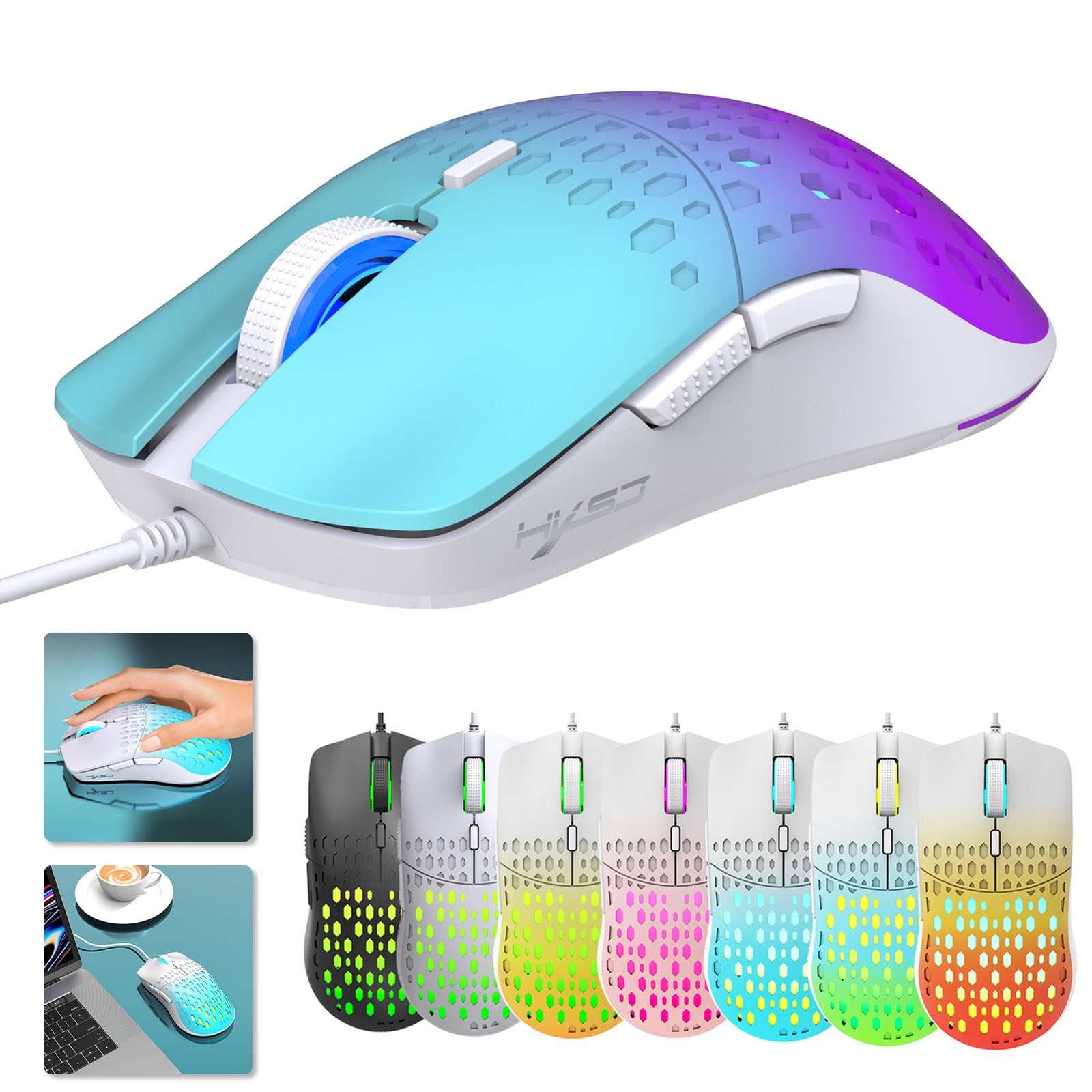 Wired Gaming Mouse Colorful Light Hole Esports Lightweight Mouse ...