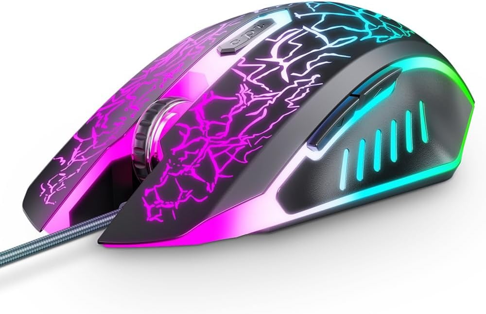 Wired Gaming Mouse, Computer Mouse Ergonomic Mice with 7 LED Lights RGB ...