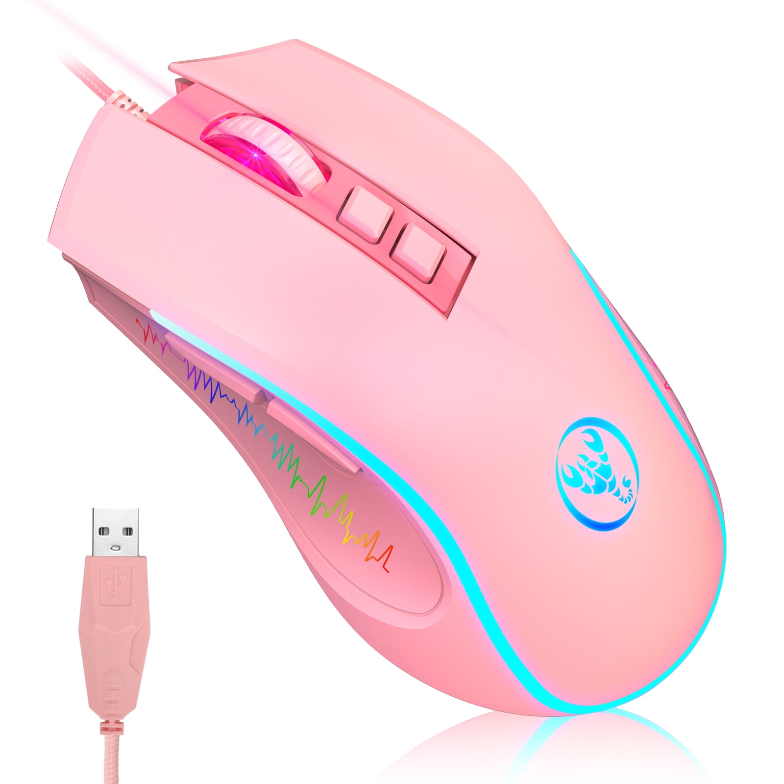 Wired Gaming Mouse, Ergonomic Rechargeable Optical Computer Mice with 4 ...