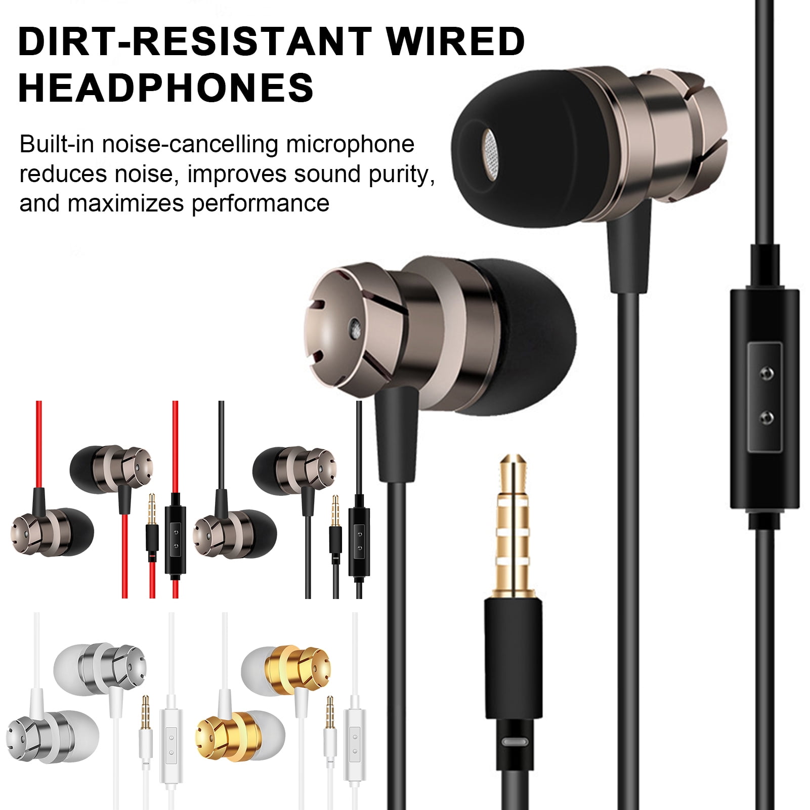 Wired Headphones Universal In-Ear with HIFI Sound Surround Bass Built ...