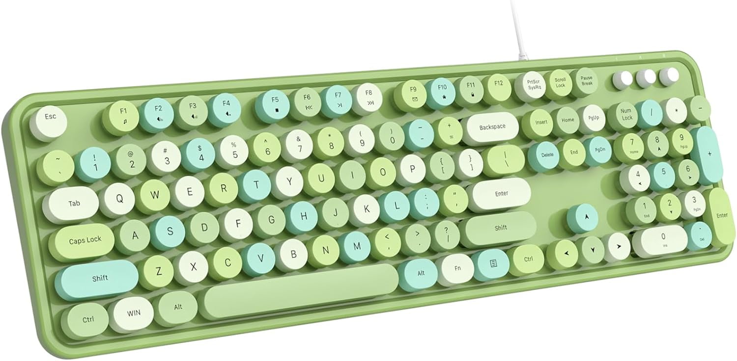 Wired Keyboard, 104 Keys Full-Sized Typewriter Keyboards, USB Plug Play ...