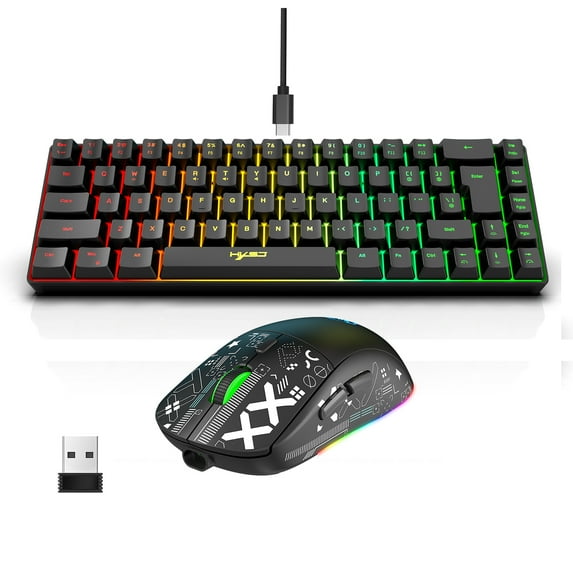 Wired Keyboard and Mouse Combo - RGB Streamer Mini Gaming Keyboard ...