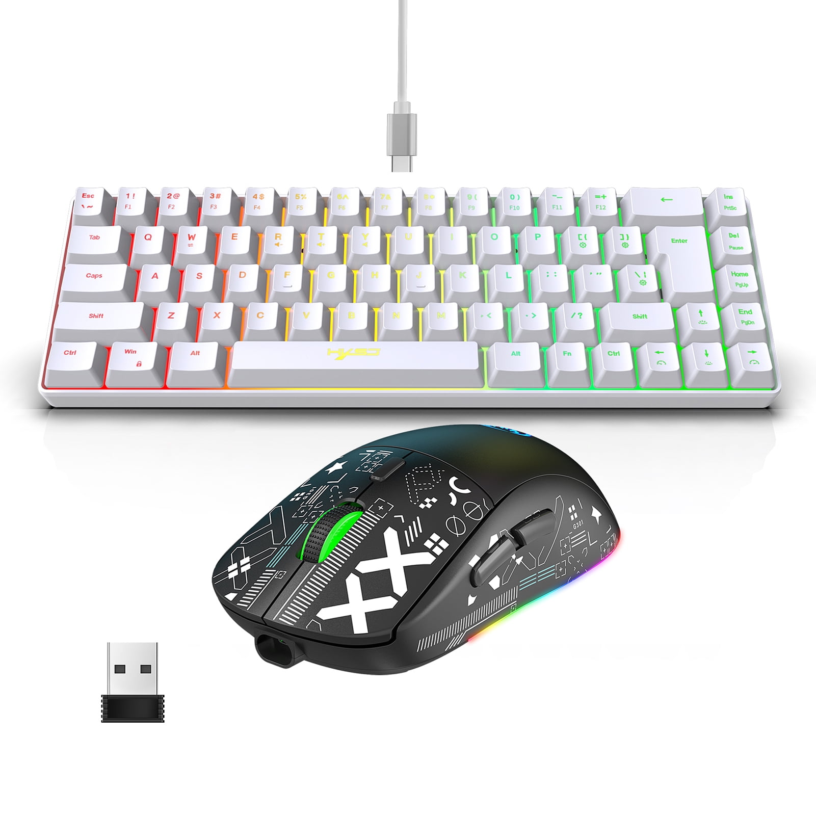 Wired Keyboard and Mouse Combo - RGB Streamer Mini Gaming Keyboard ...