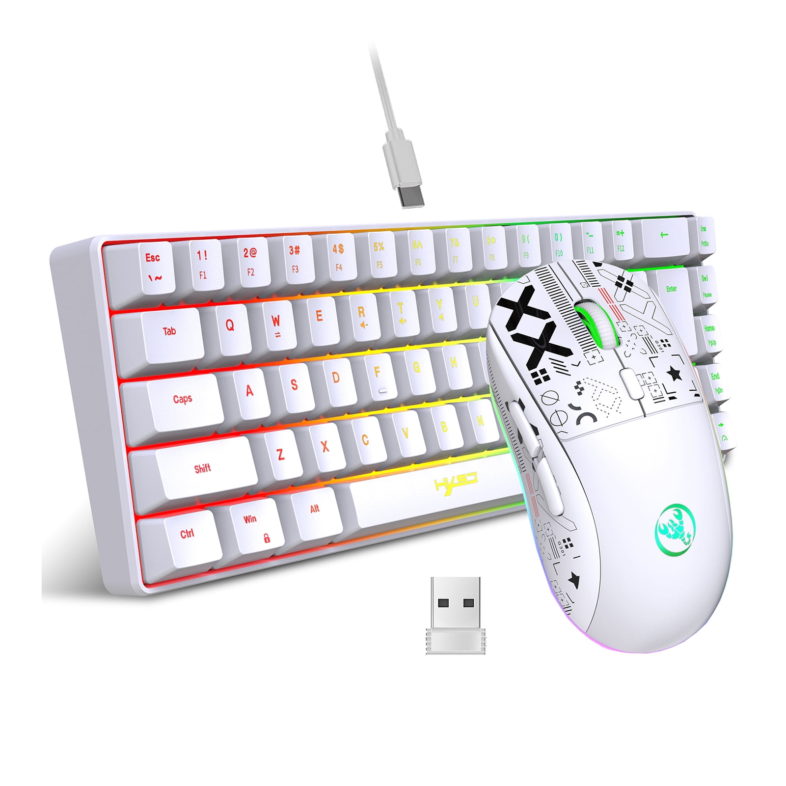 Wired Keyboard and Mouse Combo - RGB Streamer Mini Gaming Keyboard ...