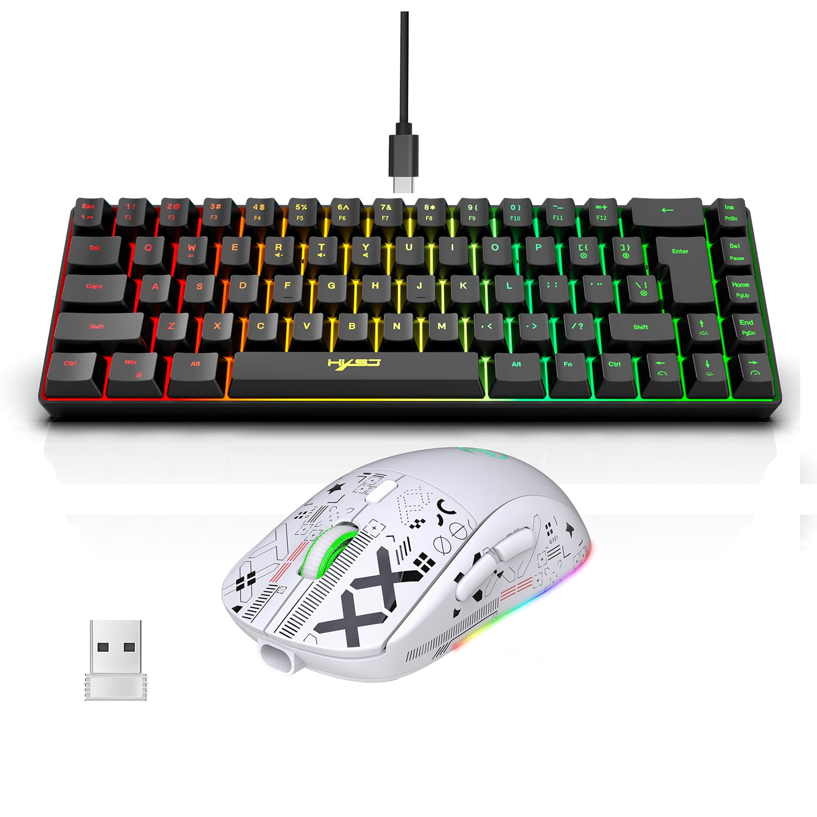 Wired Keyboard and Mouse Combo - RGB Streamer Mini Gaming Keyboard ...