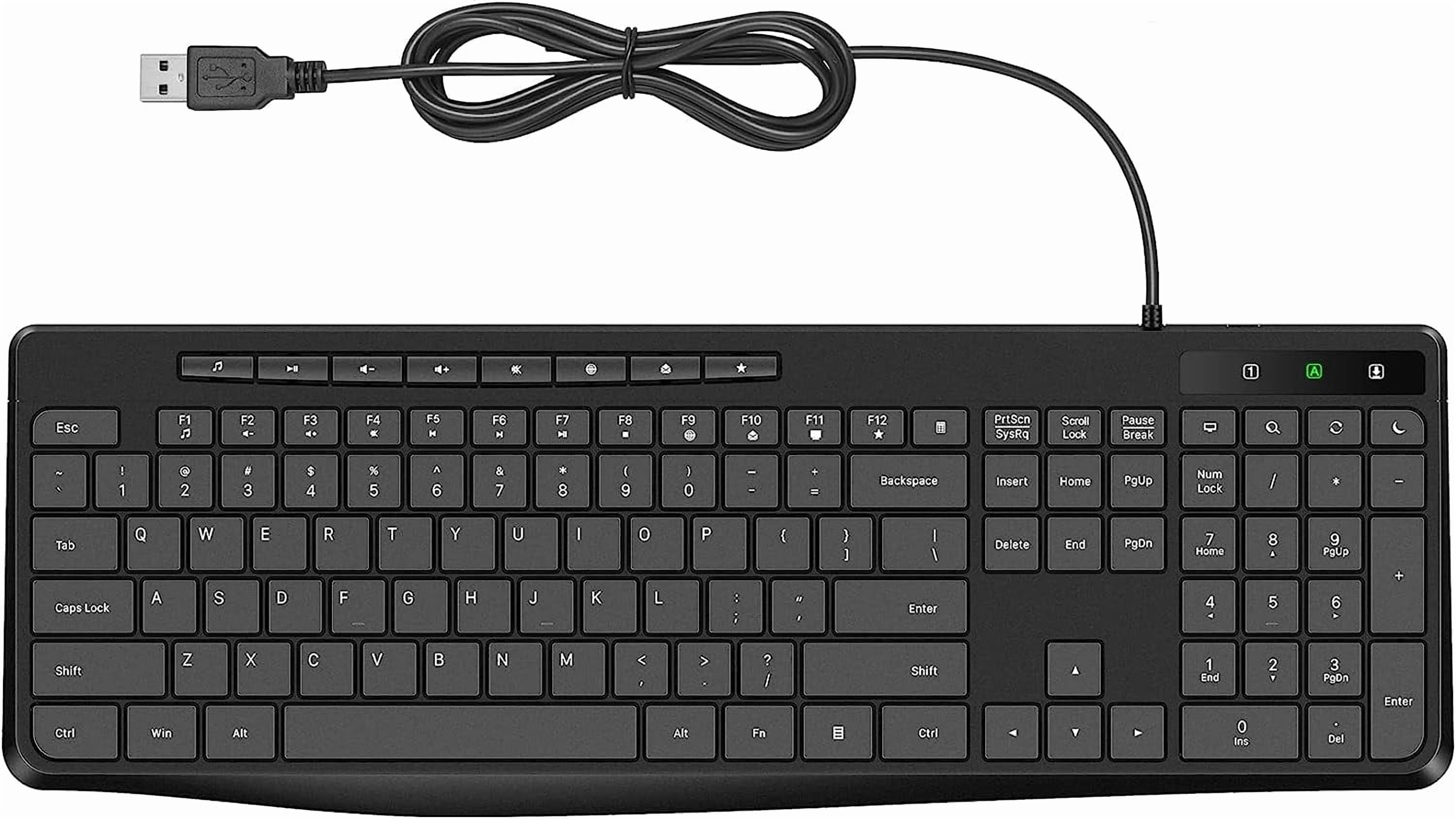 Wired Keyboard,Quiet Keyboard, Multimedia USB Computer Keyboard, Silent ...