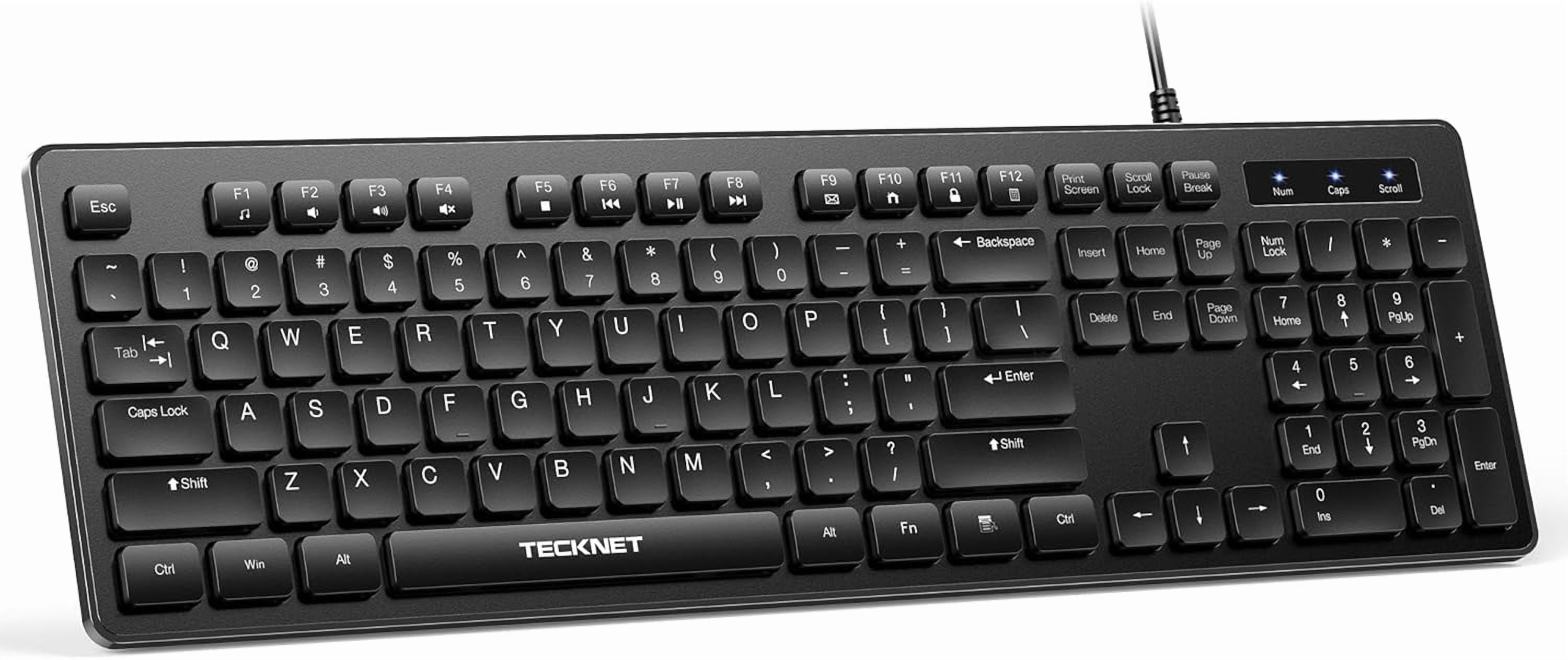 Wired Keyboard,Silent USB Keyboard for Office,Spill-Resistant,Slim Full ...