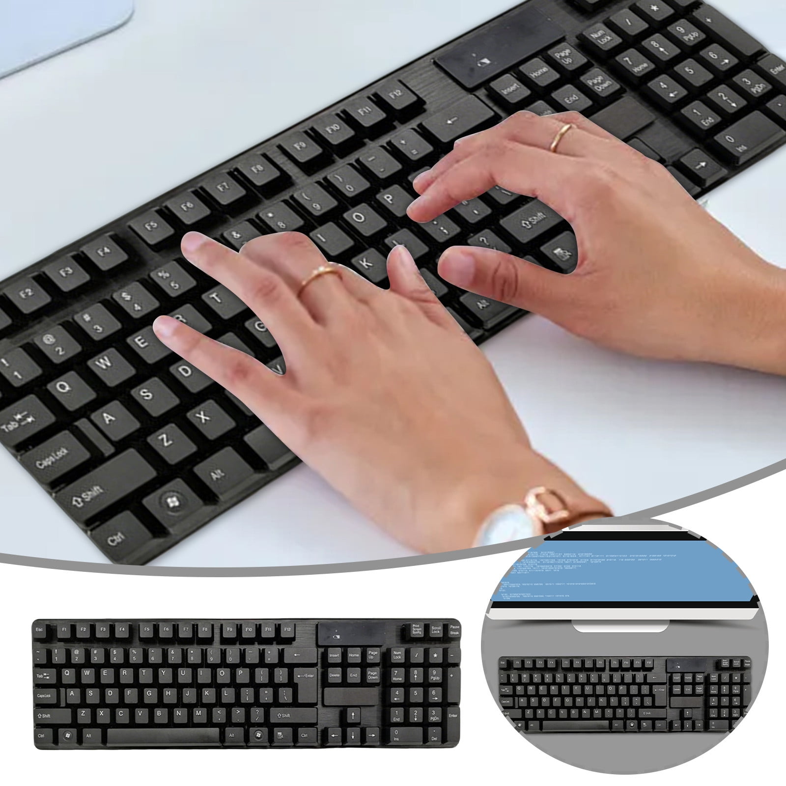 Wired Keyboard and Combo USB Plug-and-Play Full-Size Computer Keyboard ...