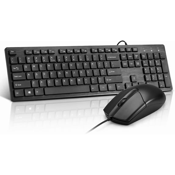 Wired Keyboard and Mouse Combo Full-Sized Ergonomic Computer Keyboard ...