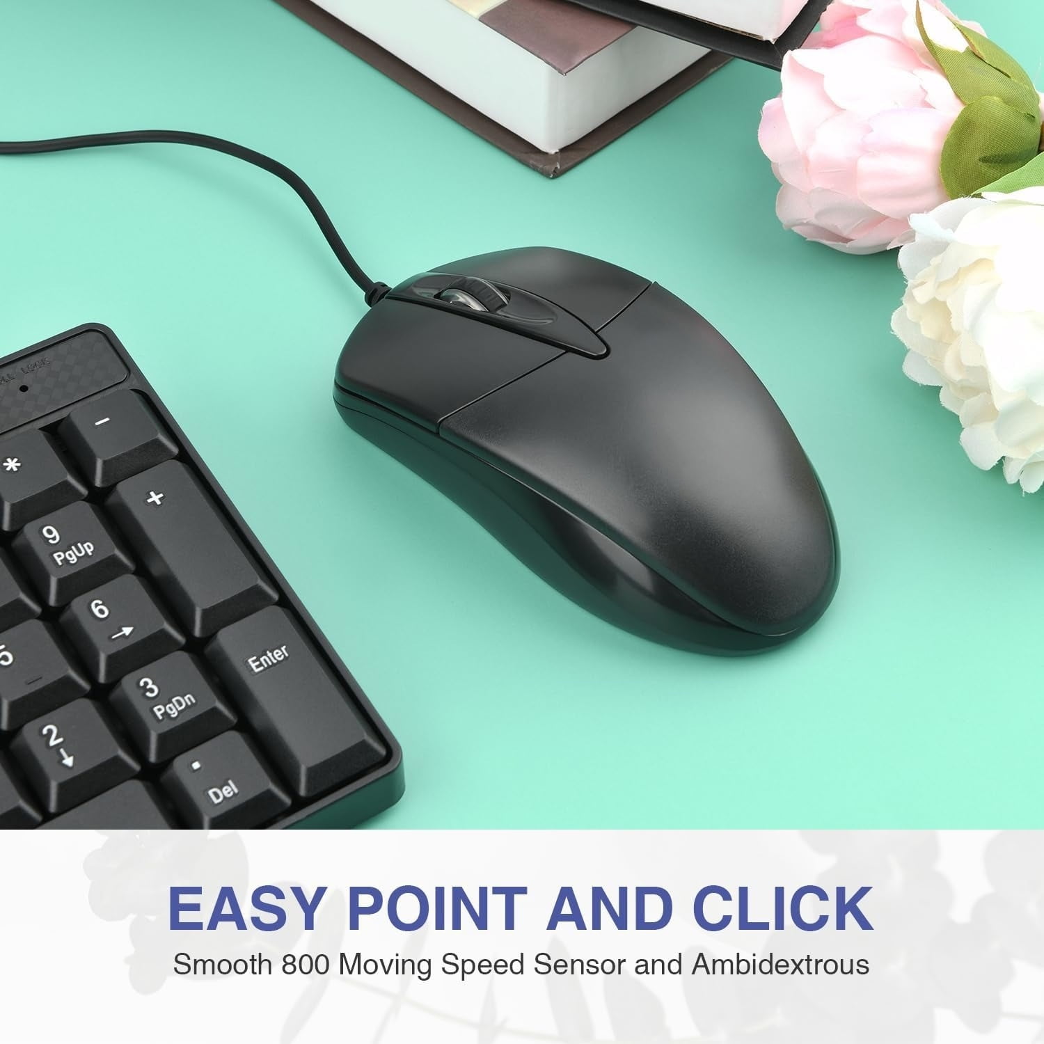 Wired Keyboard and Mouse,RK203 Ultra Full Size Slim USB Basic Wired ...