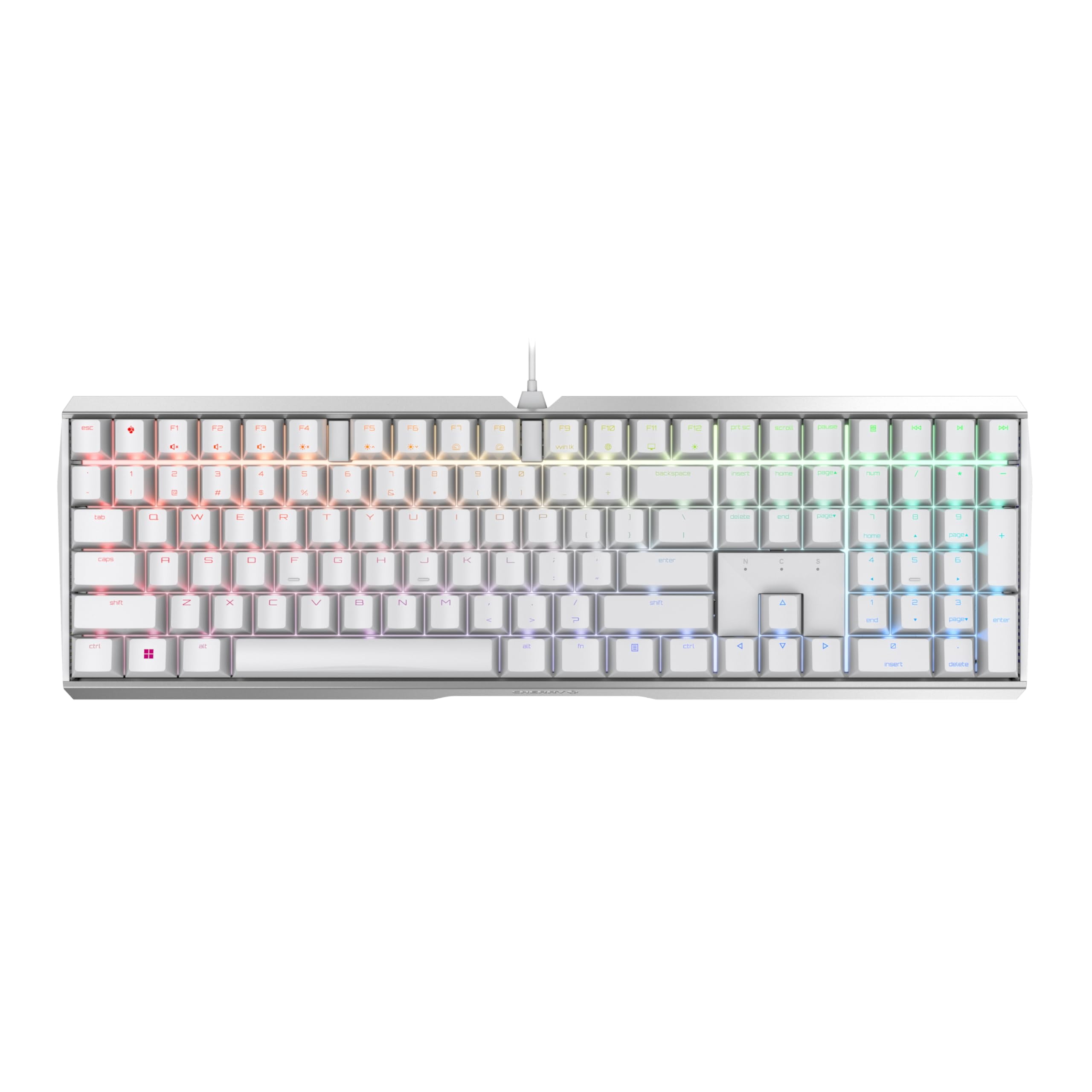 Wired Mechanical Gaming Keyboard White w/MX Red Aluminum Housing RGB ...