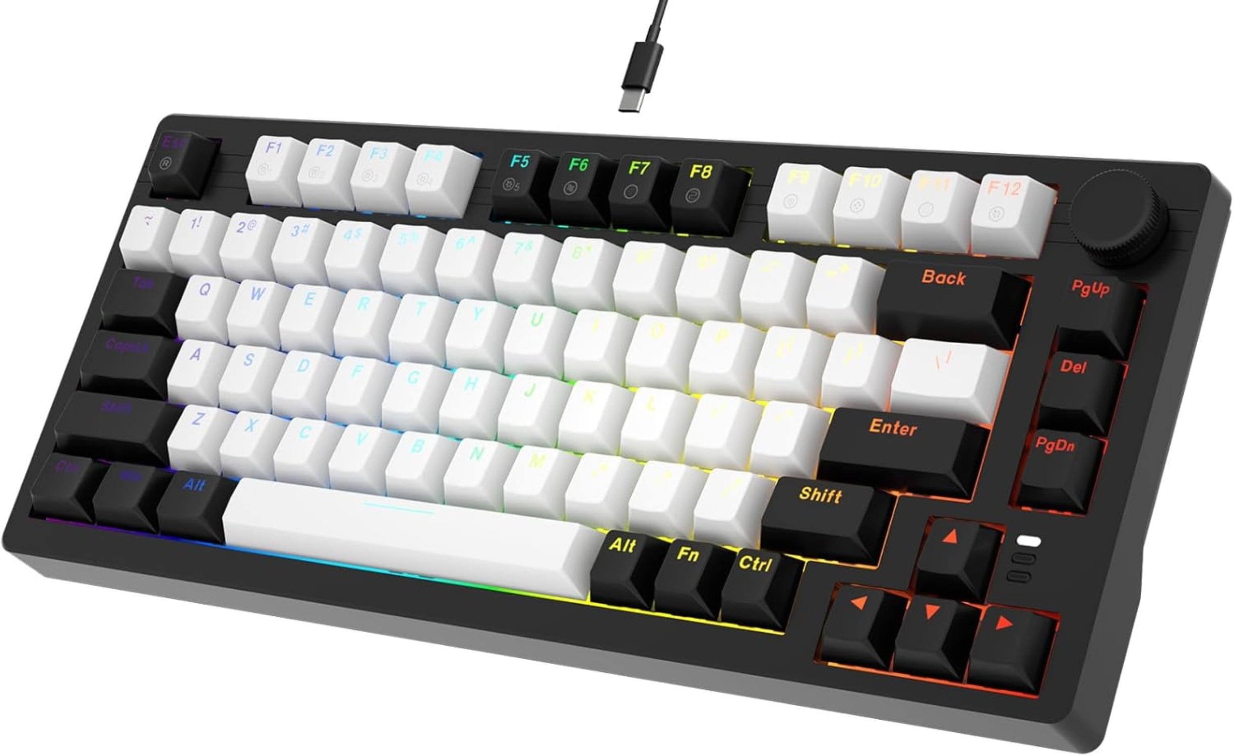 Wired Mechanical Keyboard,75% Keyboard with Volume Knob,Gasket Mount ...