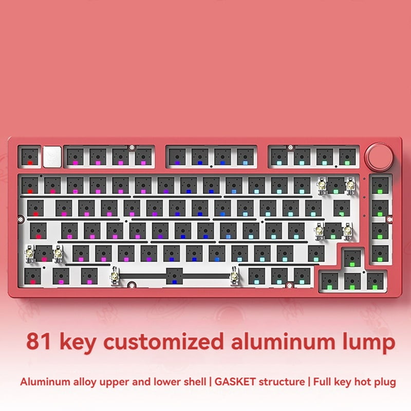 Wired Mechanical Keyboard Kit with Knob RGB Light Gasket Custom ...