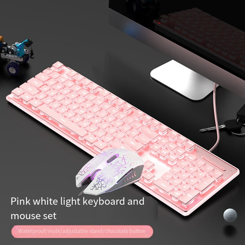 Wired Mechanical Keyboard with Mouse LED Silent Gaming Waterproof for E ...
