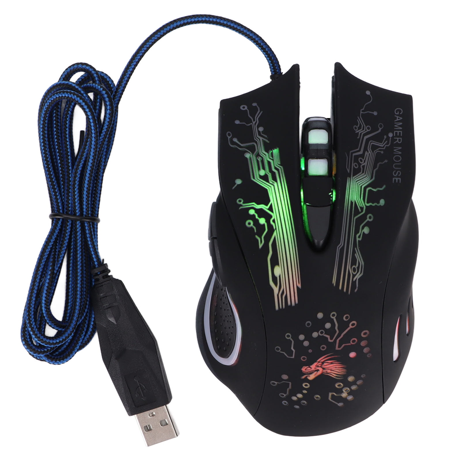 Wired Mouse 3000 DPI 6 Programmable Buttons Multi Color Lighting ...