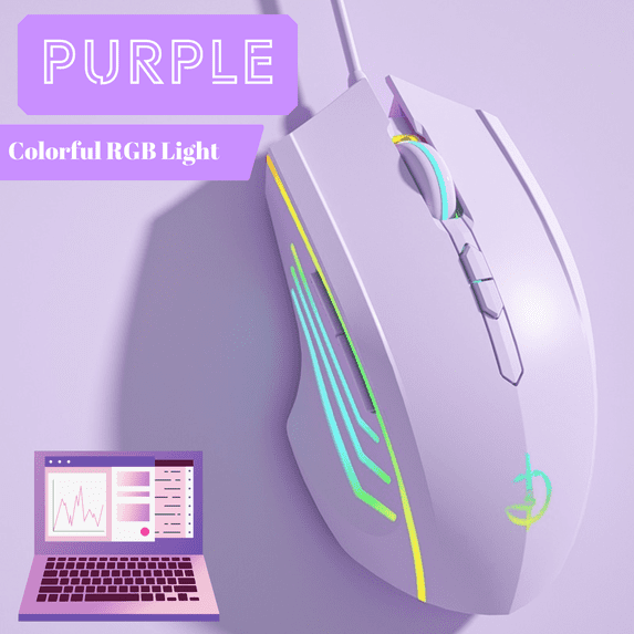 Wired Mouse RGB Gaming Mouse, 3200 DPI Wired Optical Mouse with ...