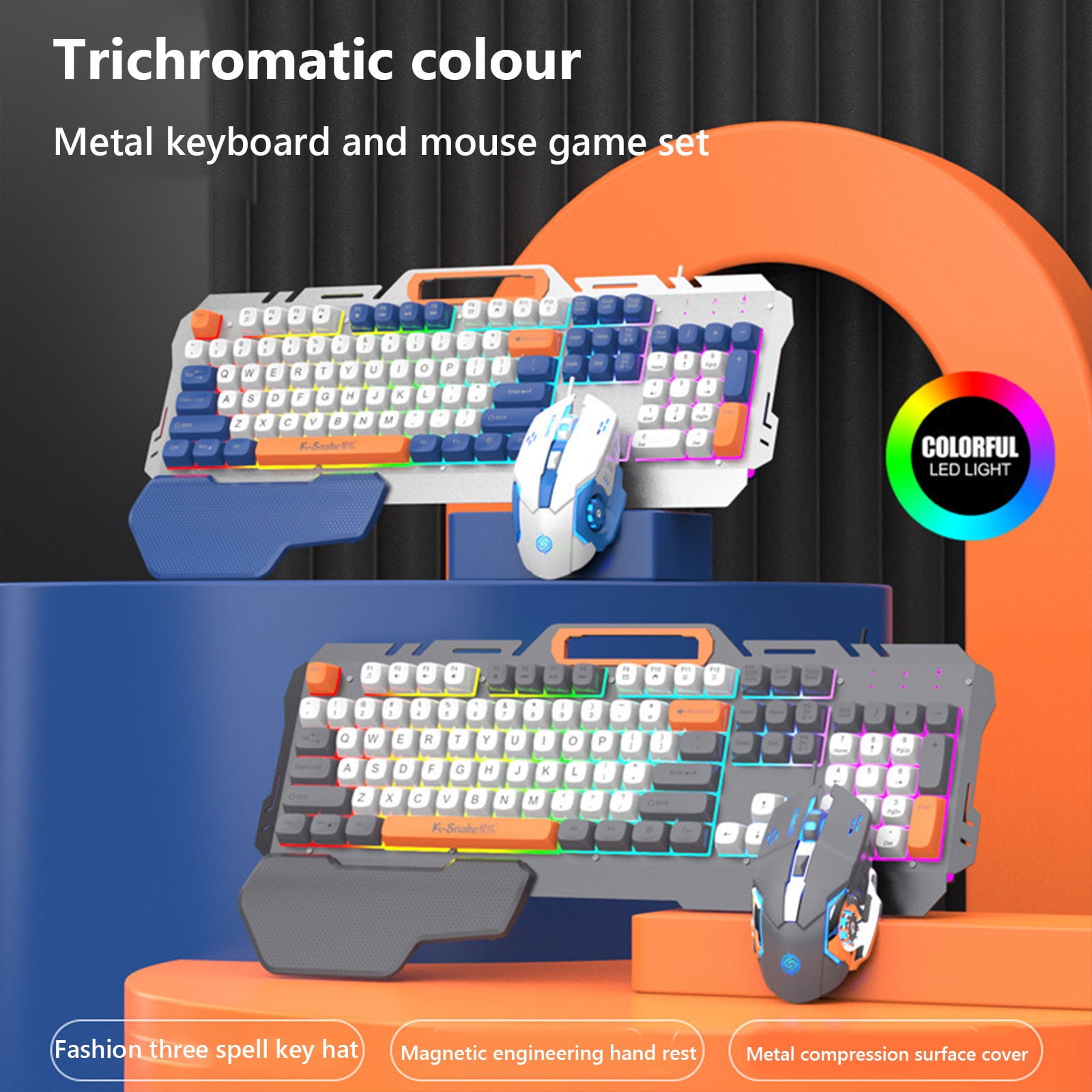 Wired Mouse Set, Wired Gaming Keyboard Metal Panel Fashion Color ...