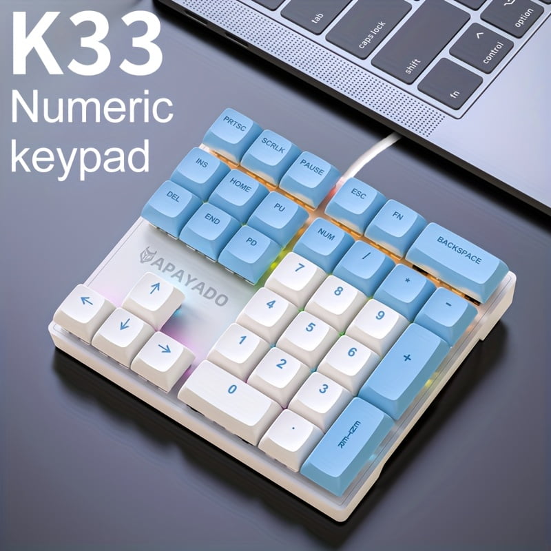 Wired Numeric Keyboard USB 33-Key Mini Number Pad Accounting Laptop ...
