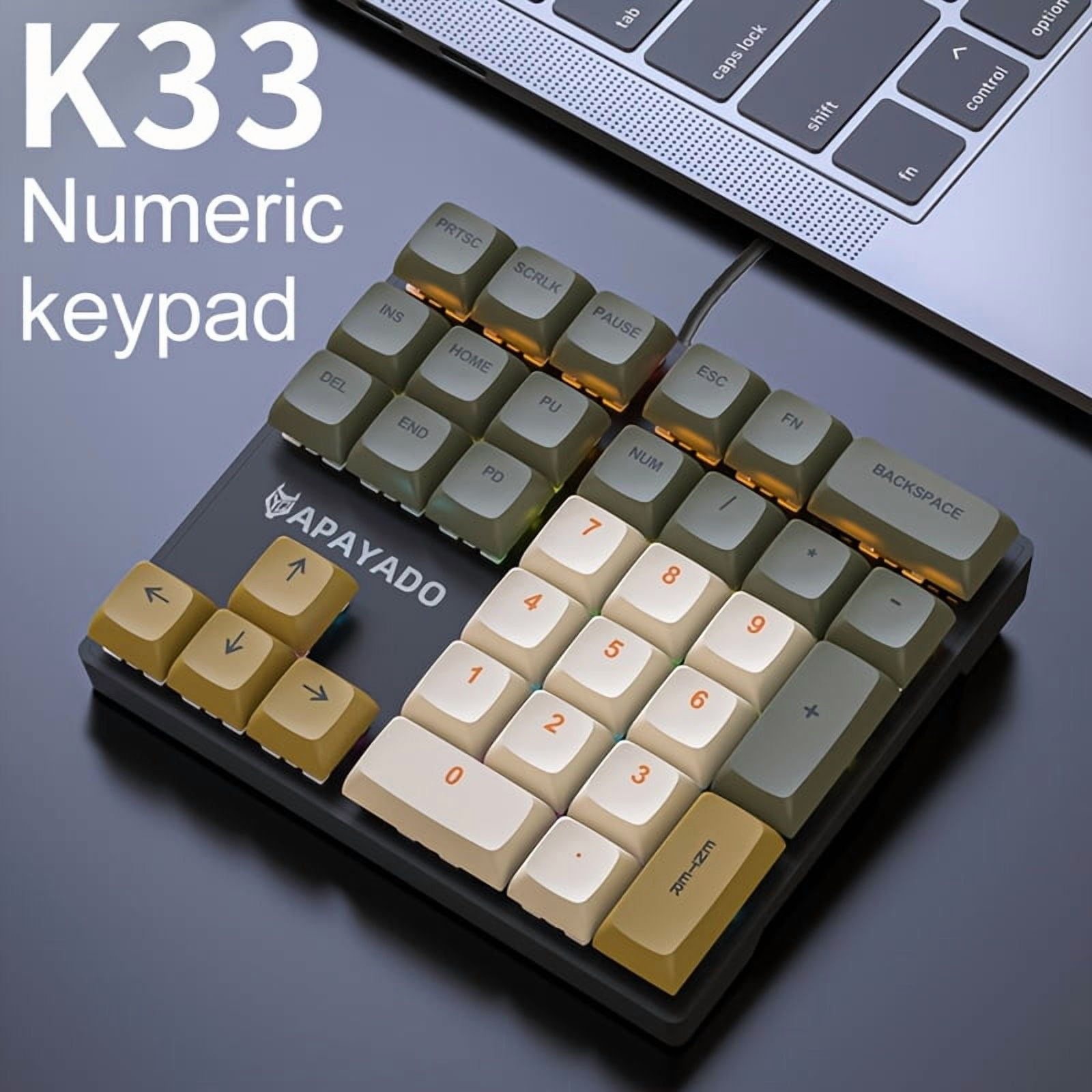 Wired Numeric Keyboard USB 33-Key Mini Number Pad Accounting Laptop ...