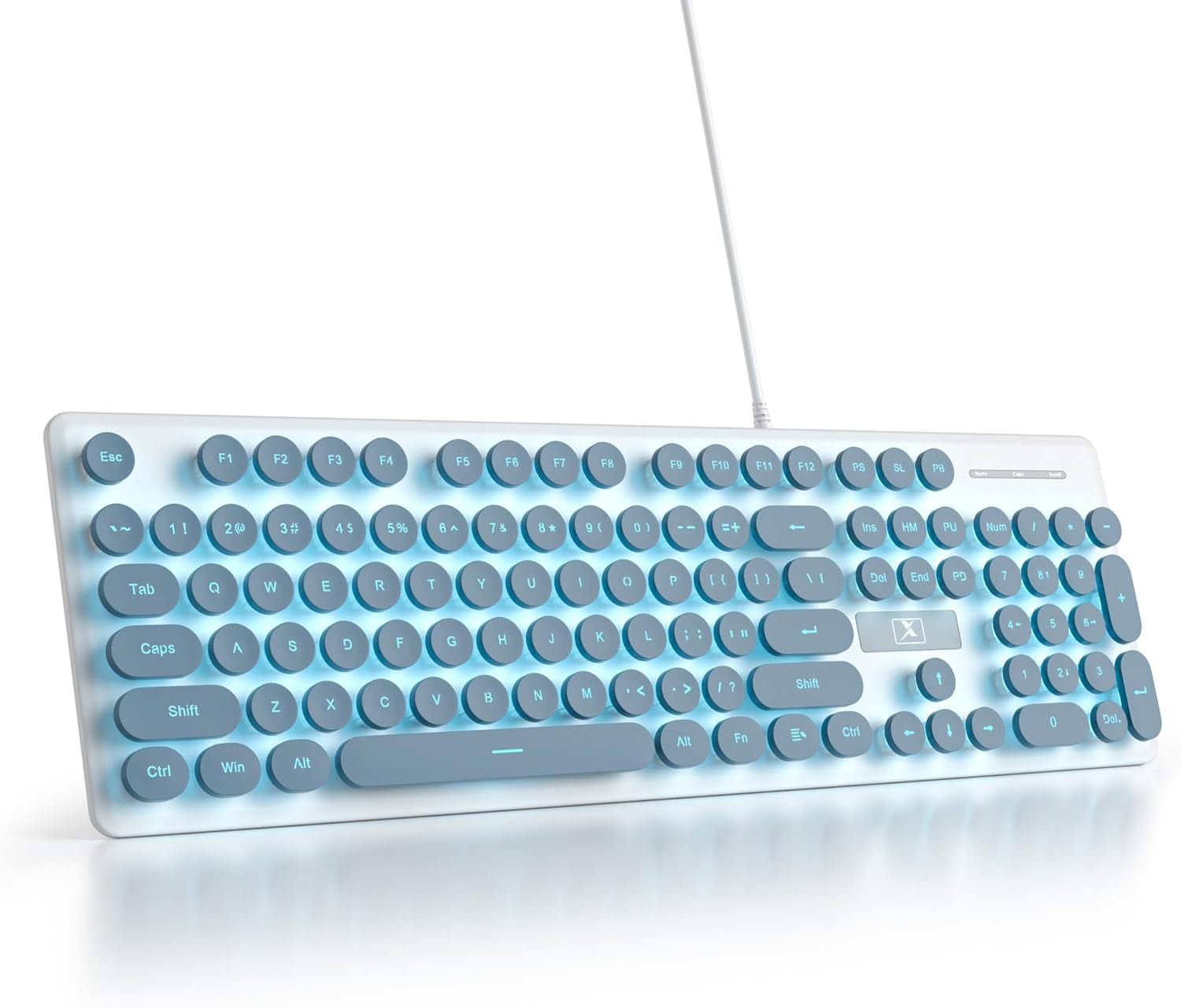 Wired Quiet Membrane Keyboard,Full Size 104-Keys Retro Punk Typewriter ...