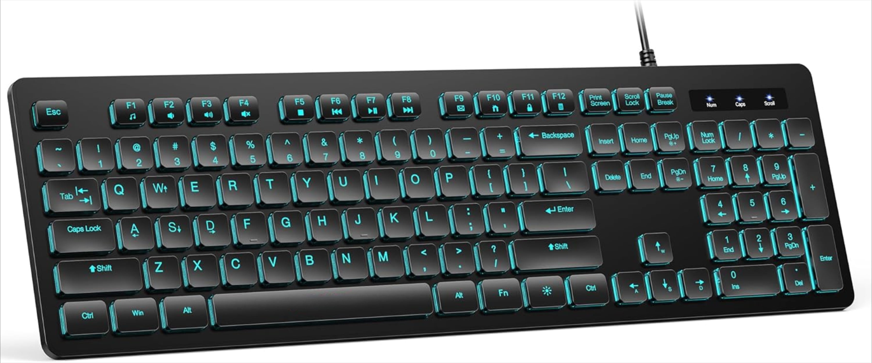 Wired RGB Keyboard,Silent USB Office Keyboard with Backlit Keys,Spill ...