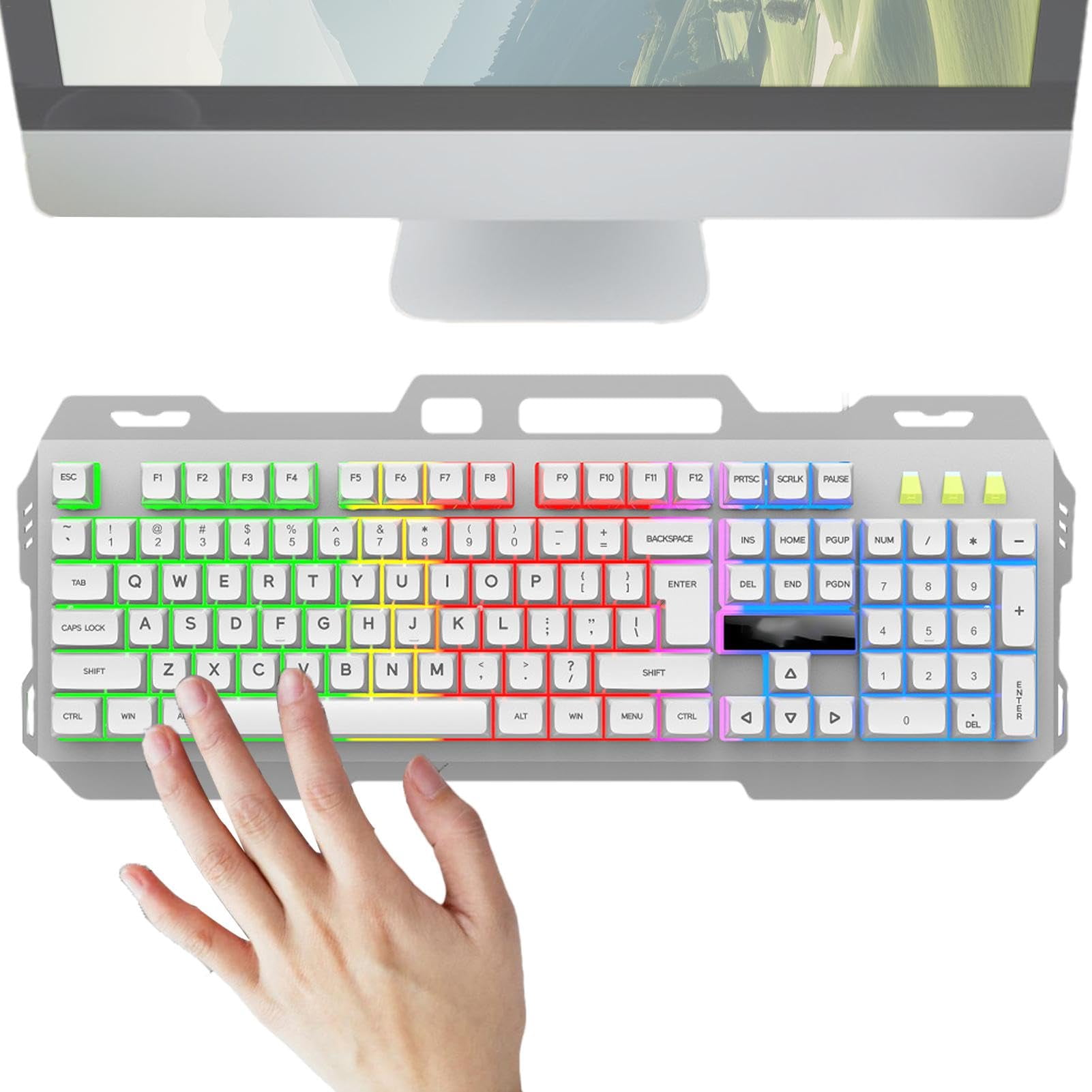 Wired Rainbow Keyboard Designed - Aesthetic Mechanical Light Up Game ...