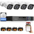 Wired Security Camera System Outdoor, 4CH 5MP Lite AHD DVR with 500G Hard Drive, 4 x 3MP Wired ...