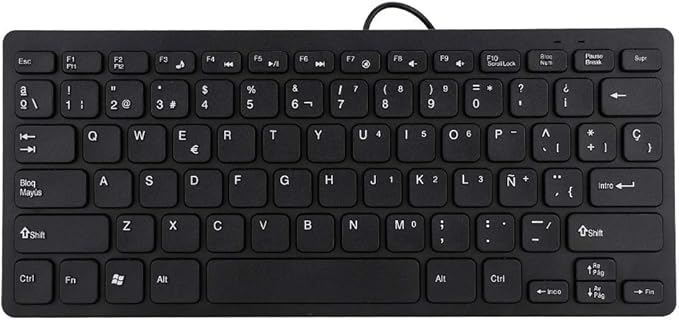 Wired Spanish Keyboard, USB Interface Wired 78 Keys Ultra-Thin Spanish ...