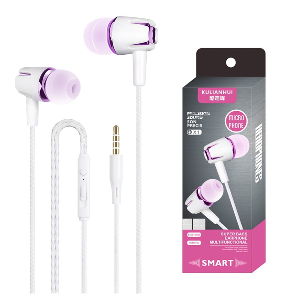 Wired Subwoofer Headphones Electroplating Bass Stereo In-ear Earbuds ...