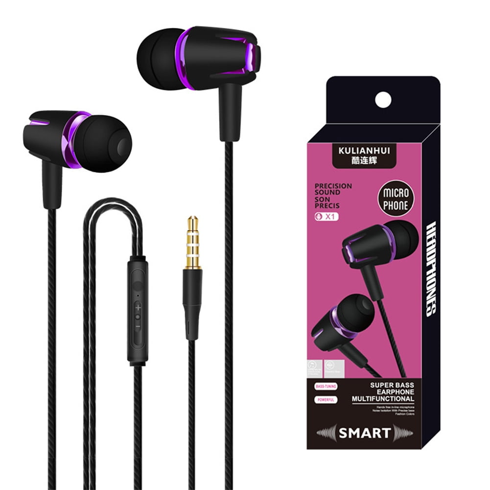 Wired Subwoofer Headphones Electroplating Bass Stereo In-ear Earbuds ...