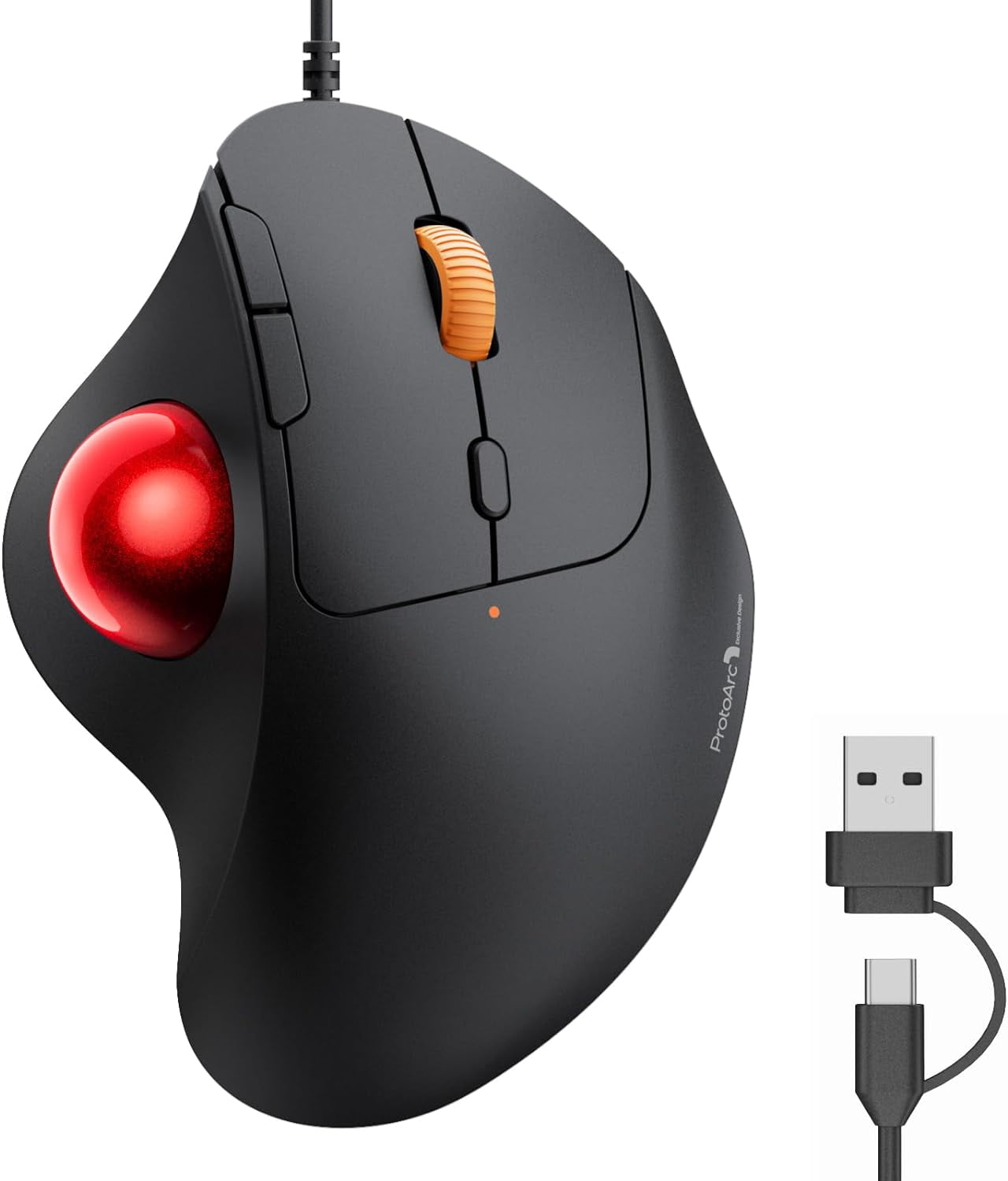 Wired Trackball Mouse, EM04 Wired USB C Ergonomic Rollerball Mouse Computer Laptop Mouse, Smooth ...