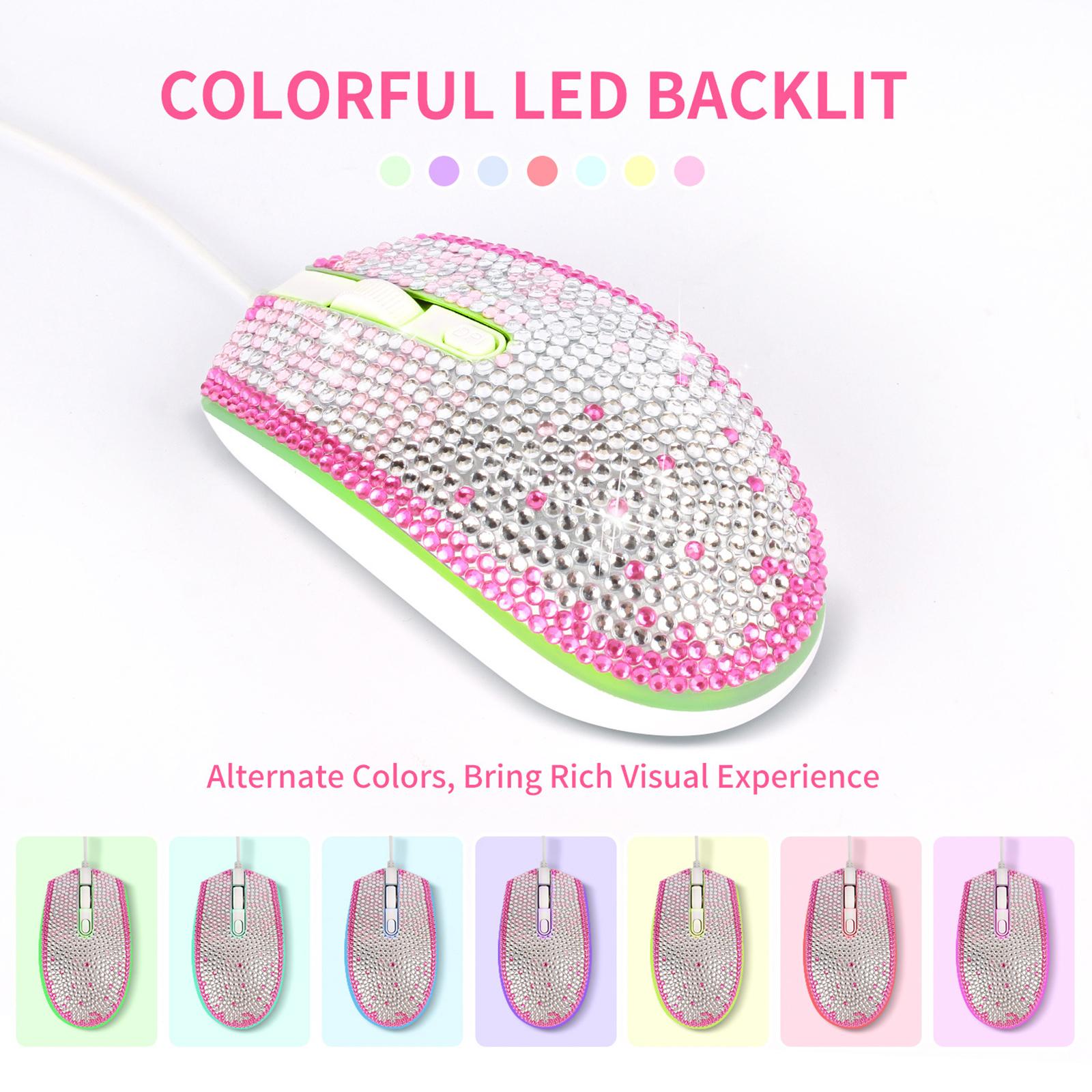 Wired USB Gaming Mouse 1600DPI Pink Ergonomic Breathing LED Lights ...
