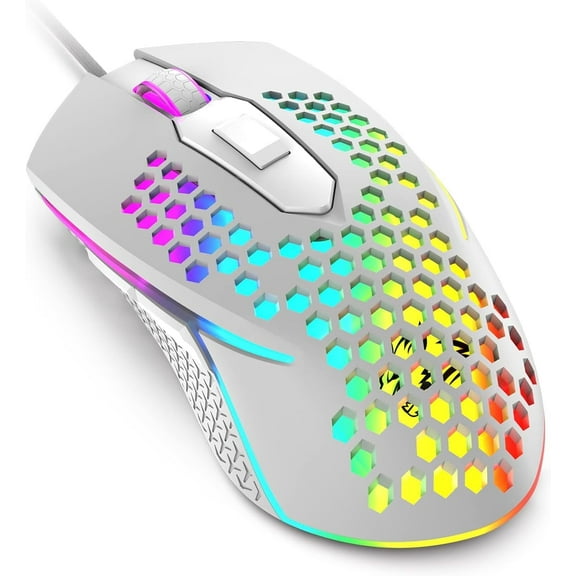 RuiJiao Wolf V6 Wired Gaming Mouse,Mechanical, 7-Color RGB Breathing, 800-3200 DPI, Programmable ...