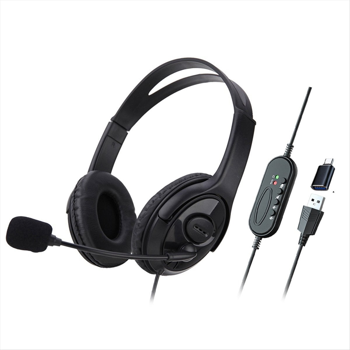 Wired USB Headset Computer Teaching Telephone Headset with Microphone ...