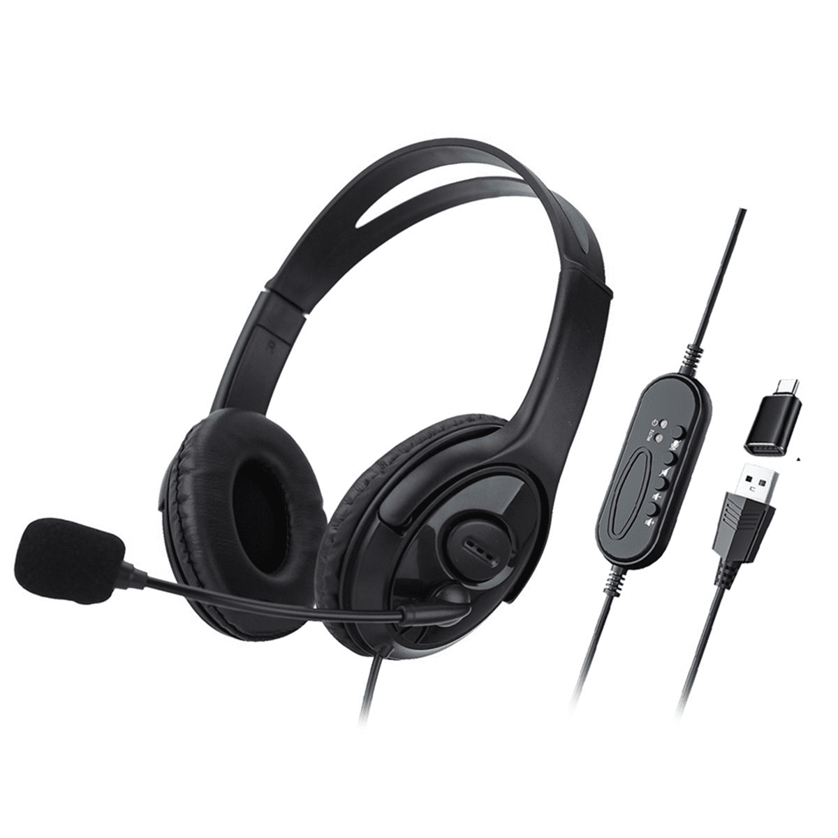 Wired USB Headset Computer Teaching Telephone Headset with Microphone ...