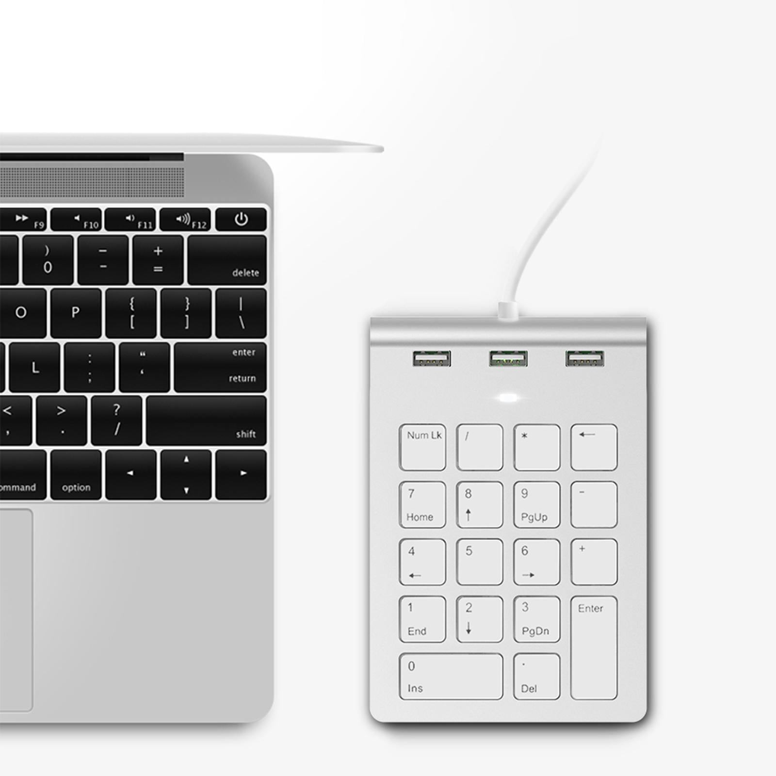 Wired USB Numeric Keypad /Ergonomic /3 USB 2.0 Hubs /USB /18 Keys /Num ...