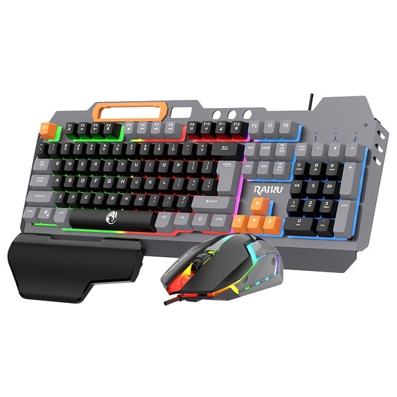 Wired Usb Metal Internet Cafe Keyboard And Mouse Set Mechanical Feel ...