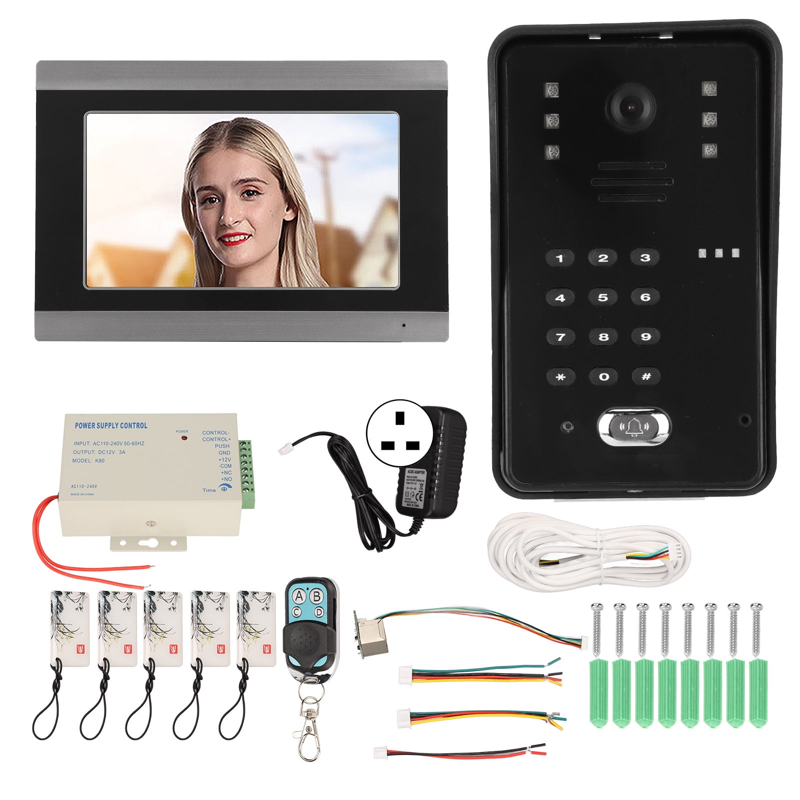 Wired Video Intercom System 7 Inch WiFi 1080P Wired Video Doorbell with ...